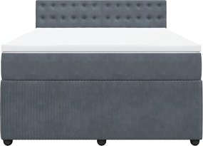 Box spring postel s matrací tmavě šedý 140 x 190 cm samet 3290047