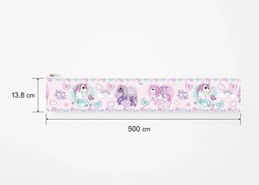 Dětská samolepící bordura na zeď Jednorožec | 5 m x 13.8 cm | DWBD8025
