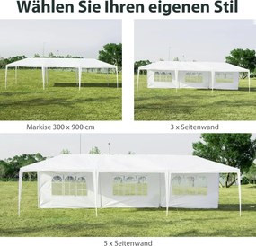Costway Altánový stan zahradní altán s 5 odnímatelnými bočními stěnami – 3 × 9 m