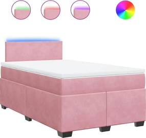 Box spring postel s matrací růžová 120 x 200 cm samet 3288581