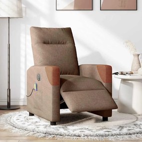 Elektrické masážní polohovací křeslo hnědé textil 3324001