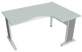 Stůl ergo vlna levý 160×120/80 cm - Hobis Cross CE 2005 L Dekor stolové desky: šedá, Dekor lamino podnože: bílá, Barva nohou: Stříbrná