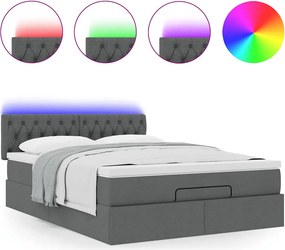Osmanská postel s matrací &amp; LED diody Tmavě šedá 140x190 cm 3312389