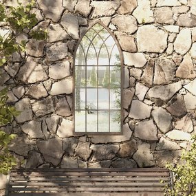 Zahradní zrcadlo pískové 100 x 45 cm železo do exteriéru 318341