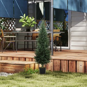 HOMCOM Velký Umělý Cypřiš 120 cm, Umělé Rostliny v Květináči, UV Odolný Umělý Cypřiš pro Dekoraci Obývacího pokoje, Ložnice, Kanceláře a Balkonu