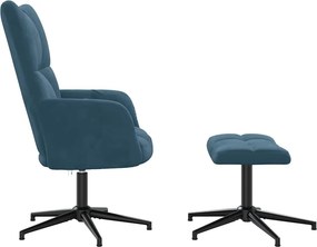 Relaxační křeslo se stoličkou modré samet 328116