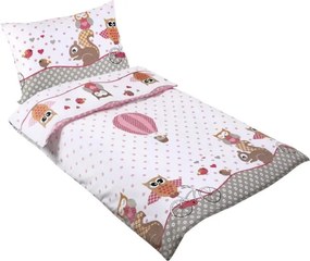 Bellatex Dětské povlečení bavlna Agáta 90x135, 45x60 cm Sovička růžová