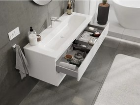 Mexen Orio, koupelnová skříňka 120 cm s umyvadlem Vela, 2 zásuvky, bílá lesklá, 91A10-12047-2-BFF00-W23M00