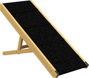 Skládací rampa pro psy PawHut, výškově nastavitelná, protiskluzová pomůcka pro vstup malých a středních psů do 15 kg, 83,5 x 35 x 47,5 cm, přirozená