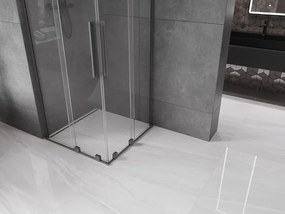 Mexen Velar L Duo, sprchový kout s posuvnými dveřmi 80 x 80 cm, 8mm čiré sklo, broušený grafit, 871-080-080-02-03-95