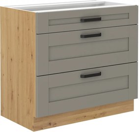 Kuchyňská skříňka LUNA 80 D 3S BB korpus: dub artisan, barva dvířek: světle šedá CLAY