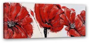 Obraz na plátně Červené máky jako malované - 90x30 cm