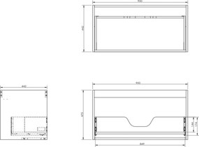 Mexen Rivel, koupelnová skříňka 90 cm, 1 zásuvka, drážkovaná, dub, 91A20-09047-1-BF81
