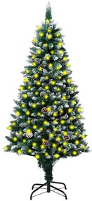 Umělý vánoční stromek s LED a šiškami a bílým sněhem 240 cm,  3077447 HangarStore.cz
