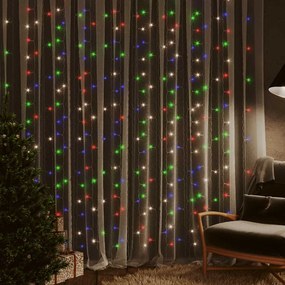 Světelný závěs 3x3 m 300 LED diod pestrobarevné světlo 8 funkcí 328932