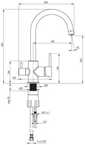 Deante Aster, dřezová baterie s výlevkou ve tvaru "U" a připojením pro filtrovanou vodu, černá, BCH_N64M