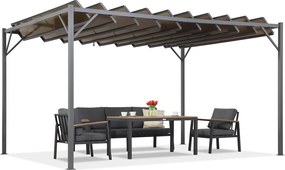 Antracitová pergola Paros 3x4m s moskytiérou a závěsy Garden Point