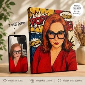 Foto obraz z vlastní fotky na plátno – Hravý komiksový Pop-Art styl Rozměry obrazu: 30 x 40 cm