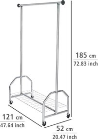 Kovový stojanový věšák na šaty PROFI CHROME, 180x120x50 cm, WENKO