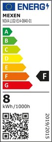 Mexen Nova, LED žárovka E14, C37, 8W, teplá - 3000K, 840 lm - L102-E14-0830-01