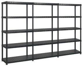 Úložný regál 5patrový černý 274,5 x 45,7 x 185 cm plast 3059858