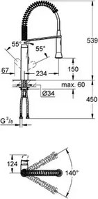 Grohe - Dřezová baterie s flexibilním ramenem, supersteel
