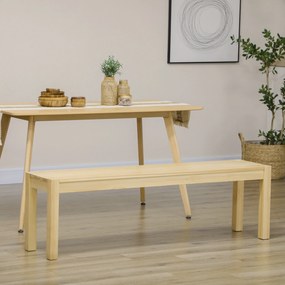 HOMCOM 3místná dřevěná lavice Jídelní lavice ve venkovském stylu z borovicového dřeva s nosností do 330 kg přírodní 150 x 33 x 45 cm do kuchyně a jíd…