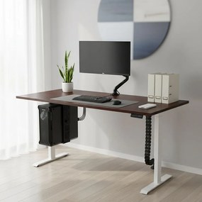 Výškově nastavitelný stůl OfficeTech C, 200 x 80 cm, bílá podnož, wenge