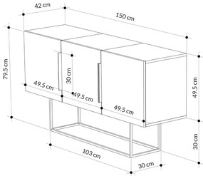 BERTIE, konzolový stolek, dub / ořech Hit / tmavá káva