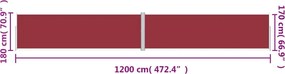 vidaXL Zatahovací boční markýza 180 x 1 200 cm [318077] Barva: antracitová
