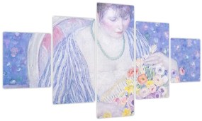Obraz - Frederick Carl Frieseke,  The Basket of Flowers, reprodukce (125x70 cm)