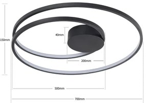 Brilagi- LED Stmívat. stropní svítidlo TWISTER LED/75W/230V pr. 70 cm černá +DO