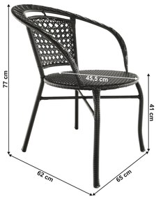 Kondela Zahradní ratanový set 1+2, hnědá, LASAN