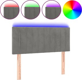 Čelo postele s LED světle šedé 90x5x78/88 cm samet 3121886
