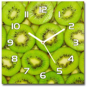 Wallmuralia Skleněné nástěnné hodiny čtverec Kiwi 30x30 cm