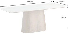 Invicta Hnědý jídelní stůl UNIQUE 200x90cm bílý mramor 45139