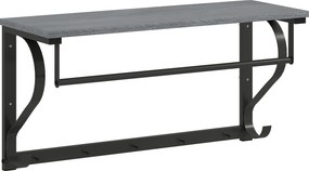 HOMCOM Nástěnný věšák na oblečení, věšáky na oblečení, 5 háčků, horní přihrádka, všestranné, šedá