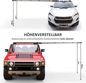 Markýza Outsunny 1,6 x 2,5 m pro karavany a SUV, výsuvná markýza, vodoodpudivá sluneční stříška v barvě khaki | Aosom.de