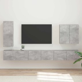 Sada televizního nástěnného kabinetu 6 ks Betonově šedá 3408946