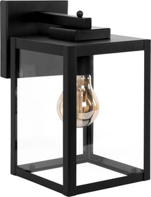 Toolight Toolight, JNH038-1G, venkovní nástěnné svítidlo se skleněnými tabulkami, 1× E27, IP44, černá matná, OSW-56224