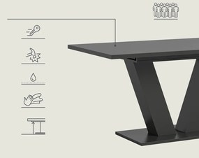 Rozkládací jídelní stůl Moteon 150x90 cm, šedý/šedý, podnož V