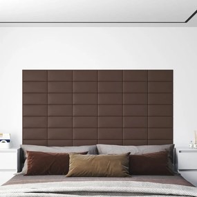 Nástěnné panely 12 ks hnědé 30 x 15 cm umělá kůže 0,54 m² - Default Title
