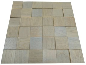 DUB ŠEDÝ 50, jednotlivé kusy 50 x 50 mm (0,0025 m²) nebo samolepící panel 300 x 300 mm (0,09 m²) - dřevěná mozaika 3D Broušený - olejovaný 4 mm