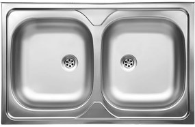 Kuchinox 50, 2-komorový nerezový dřez 800x500x140 mm pro překrytí skříňky, ocelová, LAV-SK5_020T