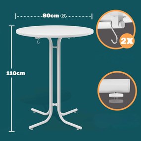 Cateringový skládací barový stůl Ofelie 80 cm bílý