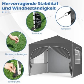 Costway Pavilon s 4 odnímatelnými bočními stěnami zahradní stan vč. – 3 × 3 M