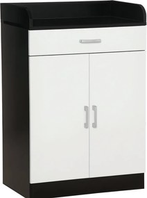 Dřevěný kabinet HOMCOM s šuplíkem, nastavitelná polička, úsporný kuchyňský kabinet, obývací pokoj a vstupní chodba, MDF dřevo, 60x40x90cm, Černá a Bíl