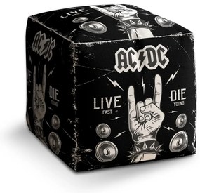 Sablio Taburet Cube ACDC Live fast, die young: 40x40x40 cm