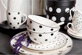 Porcelánový jídelní talíř s černými puntíky Black Dot - Ø 26*2 cm