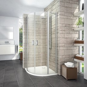 Čtvrtkruhový sprchový kout s dvoukřídlými otevíracími dveřmi LZR2 1959 mm 343-368 867-892 Transparent S Brillant LYR4/900 1135008267